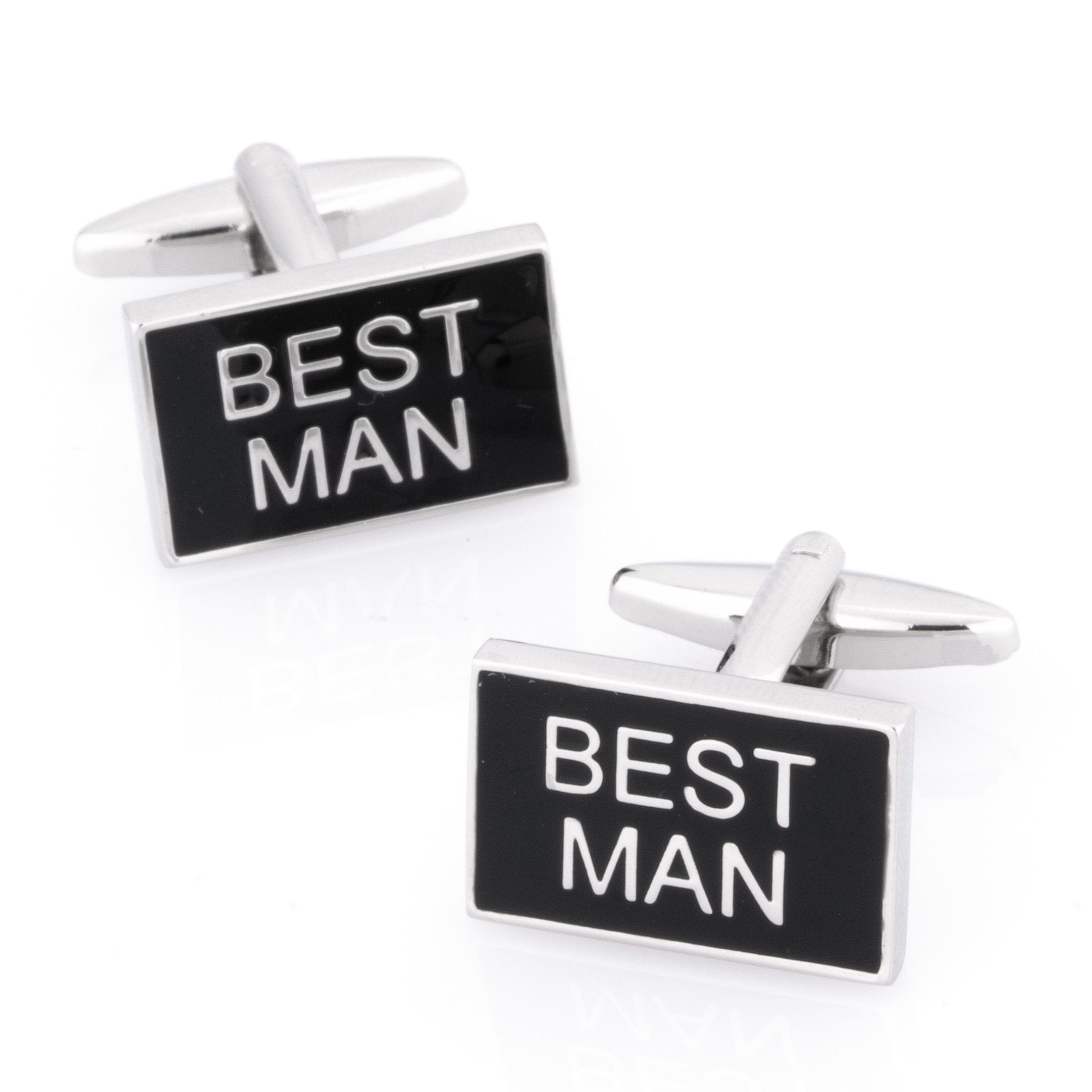 Best Man Black Silver Wedding Cufflinks | Cuffed CuffLinks for Wedding