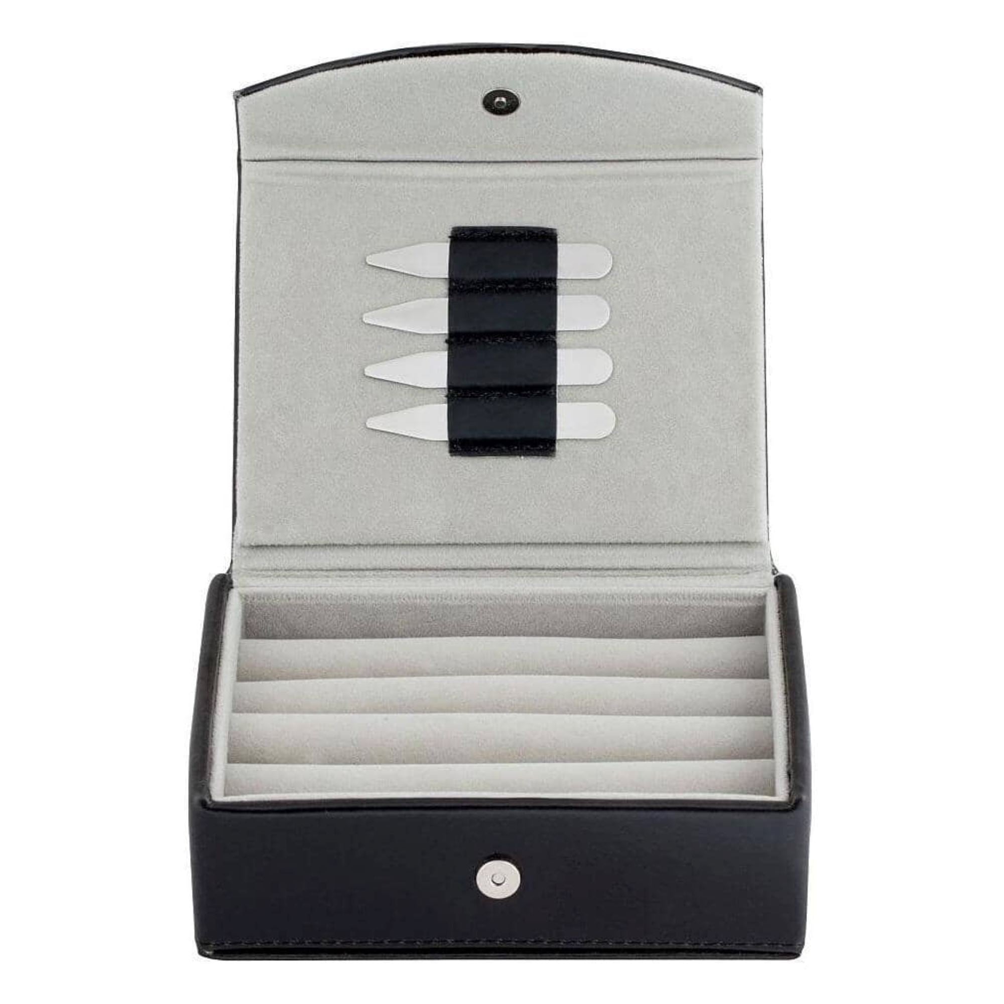 Small Black Leathette Cufflink Box with Collar Stays | CuffLink Box